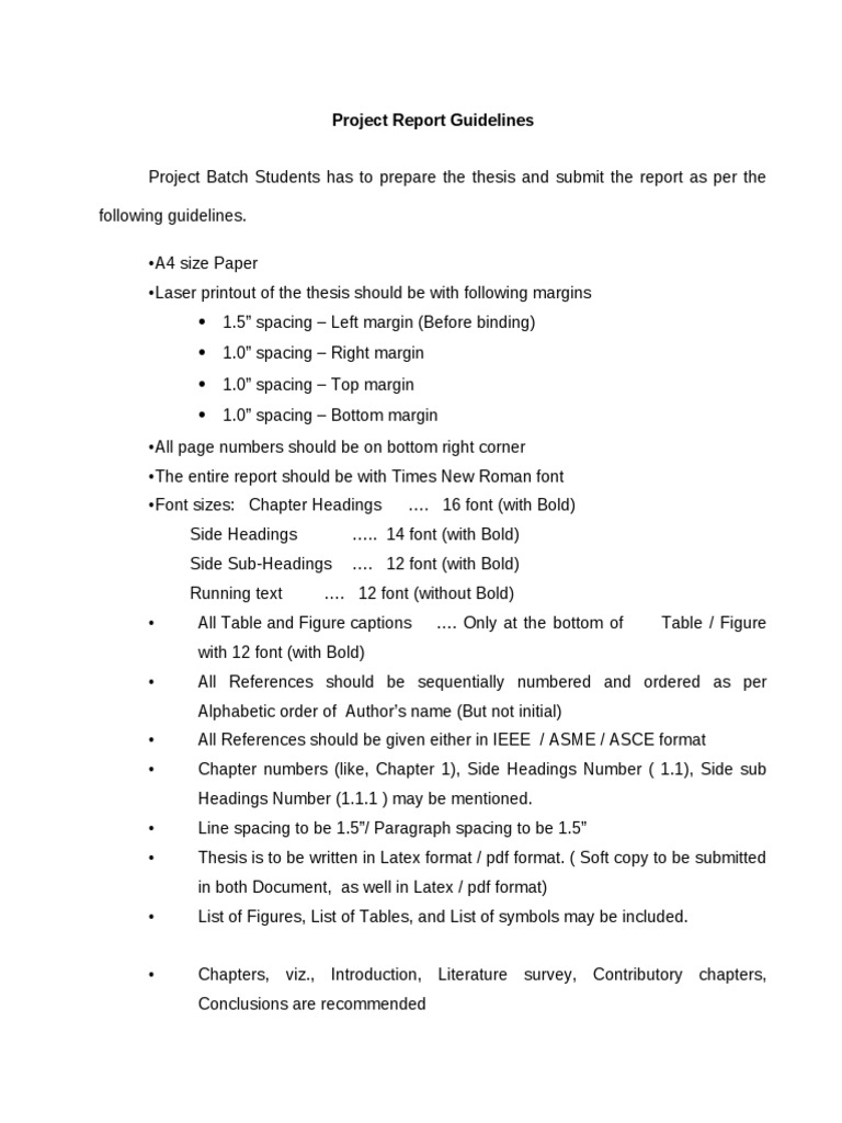 Y16 BTech Project Report Guidelines | PDF | Thesis | Writing