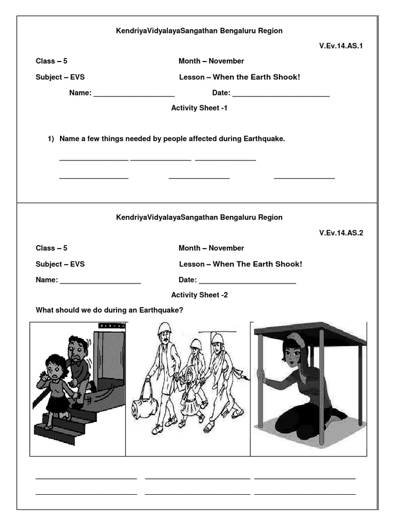Class 5 EVS: Earthquake Lessons | PDF | Earthquakes | Tsunami