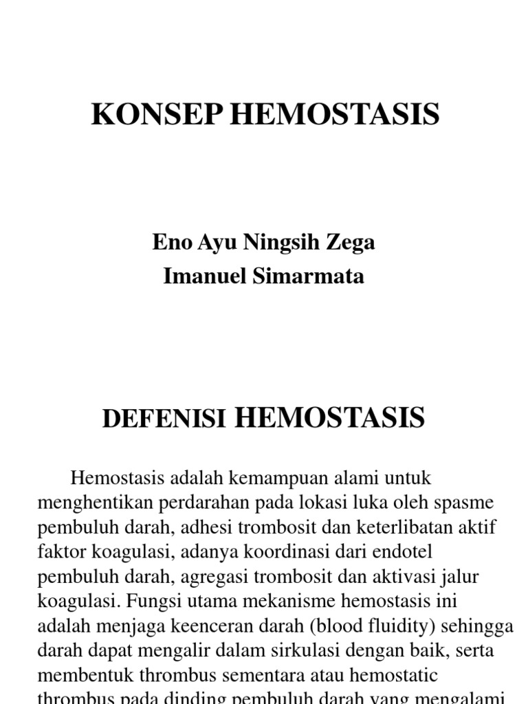 L.i.1.konsep Hemostasis | PDF | Coagulation | Hemostasis
