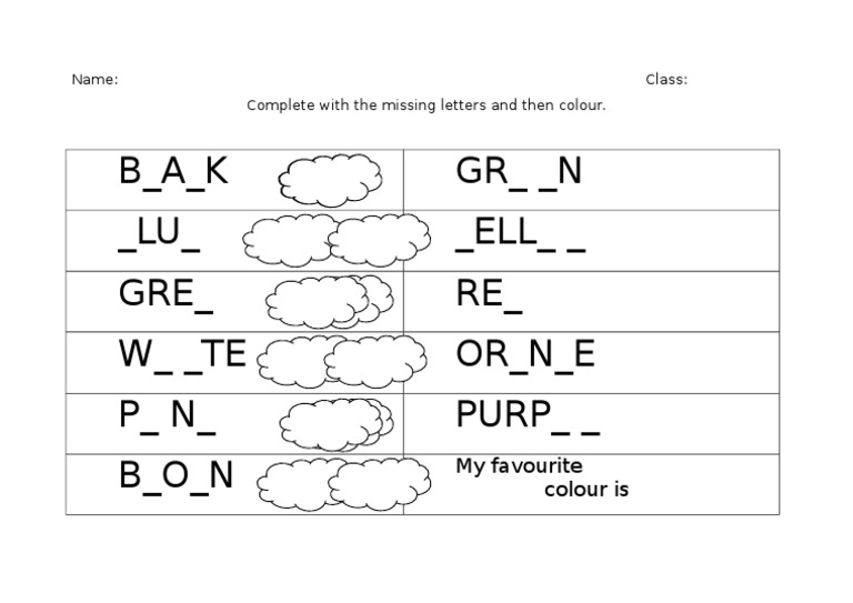 Colours Spelling Fun Activities Games Reading Comprehension Exercis ...