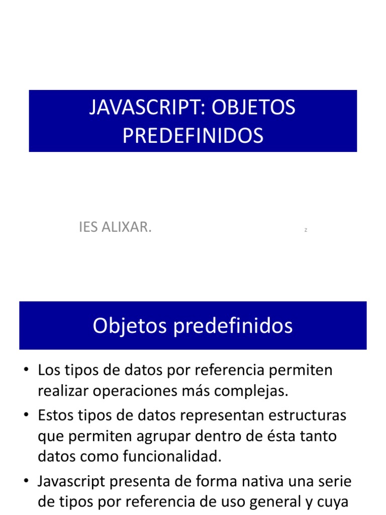 UD3 Objetos Predefinidos Javascript | Descargar gratis PDF | Estructura ...