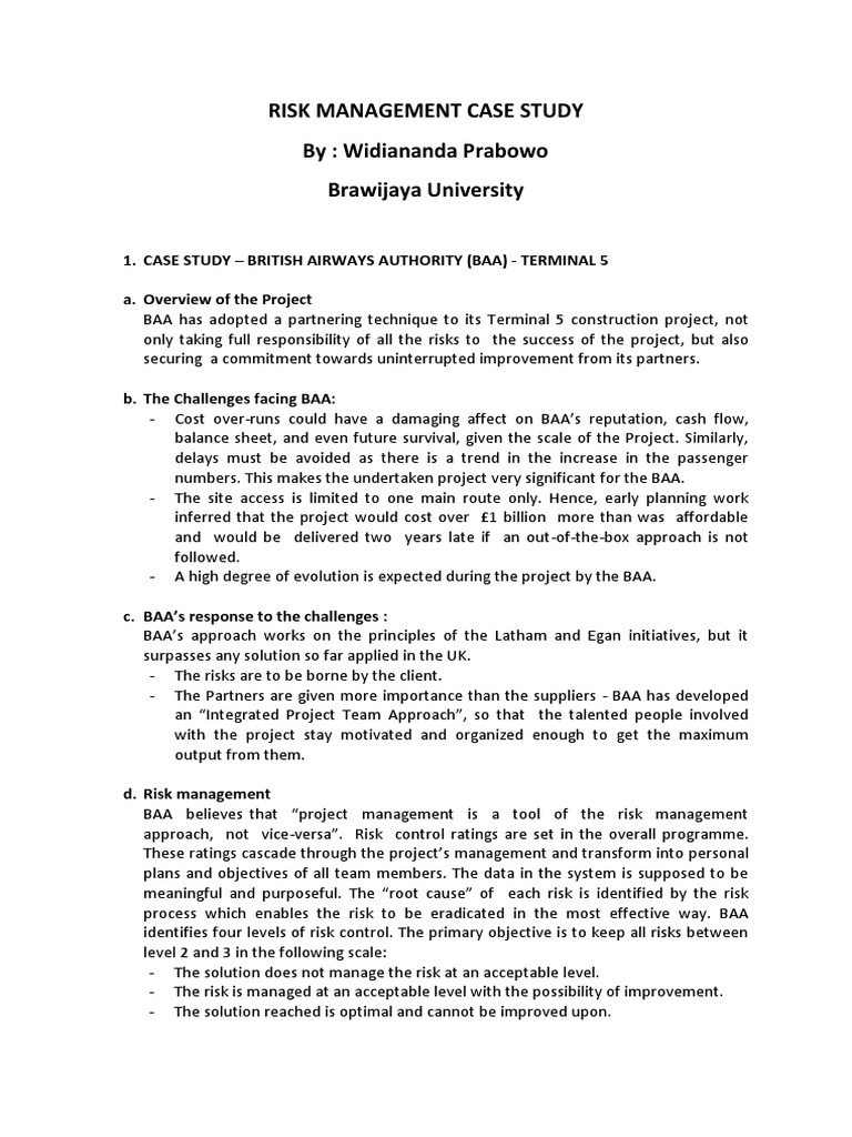 Risk Management Case Study (Widiananda Prabowo) | PDF | Risk Assessment ...