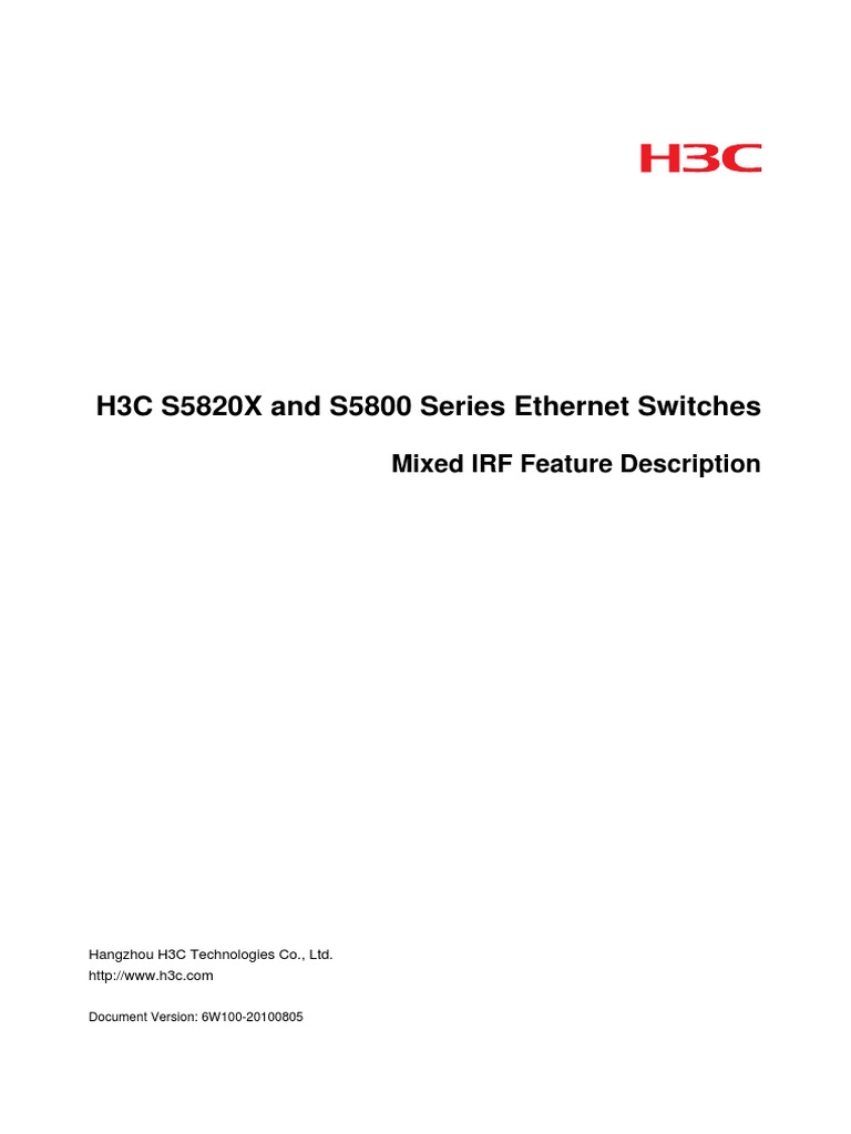 H3C S5820X (S5800) Mixed IRF Feature Description-6W100-Book | PDF ...