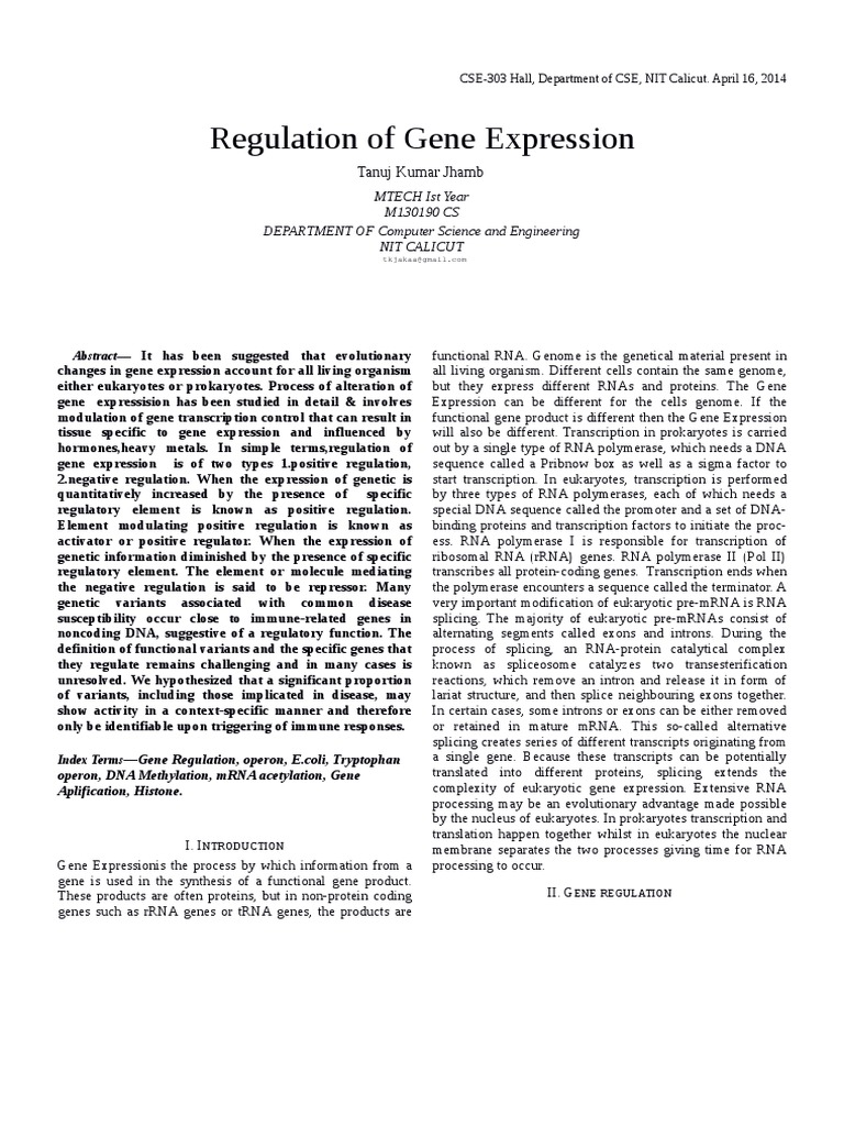 Regulation of Gene Expression PDF | PDF | Gene Expression | Regulation ...