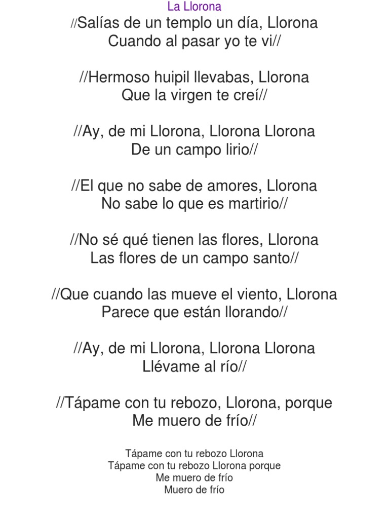 Letra de La Llorona | PDF | Arte | Poesía