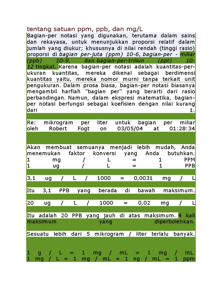 Tentang Satuan PPM | PDF