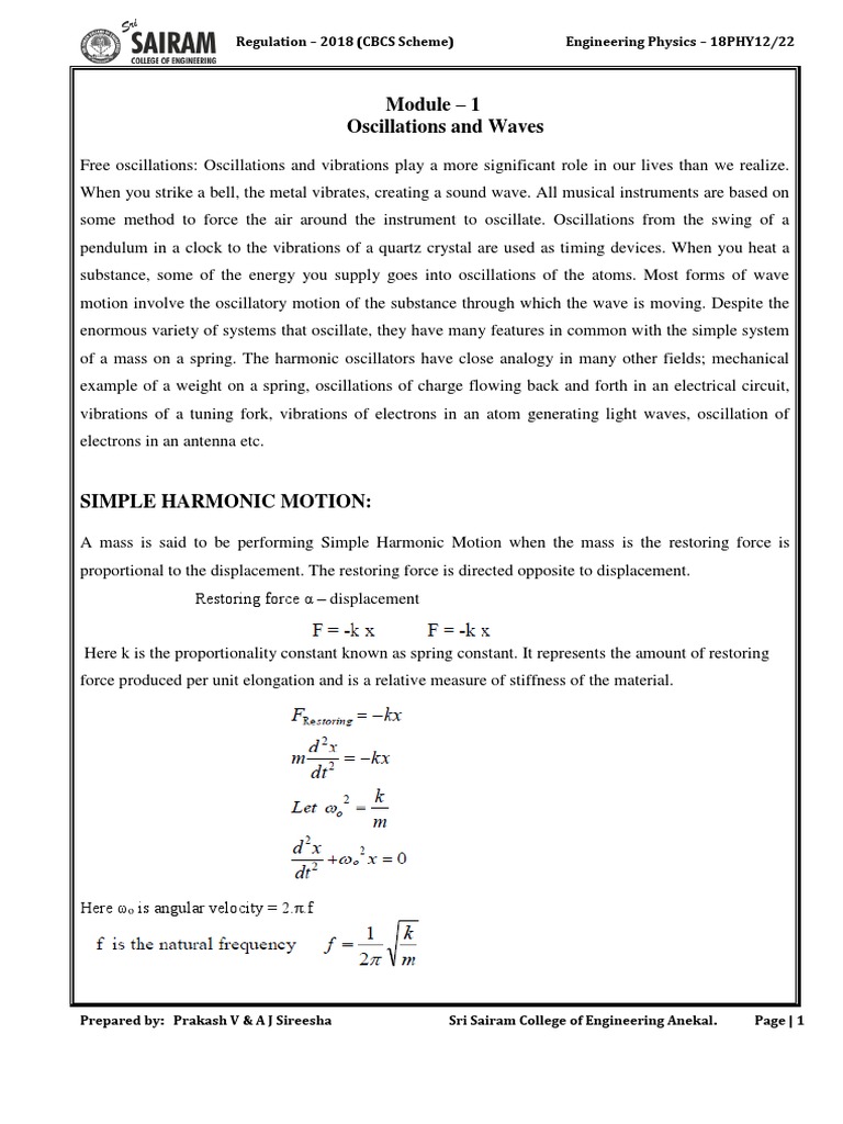 Module-1 Oscillation and Waves | PDF | Mach Number | Shock Wave