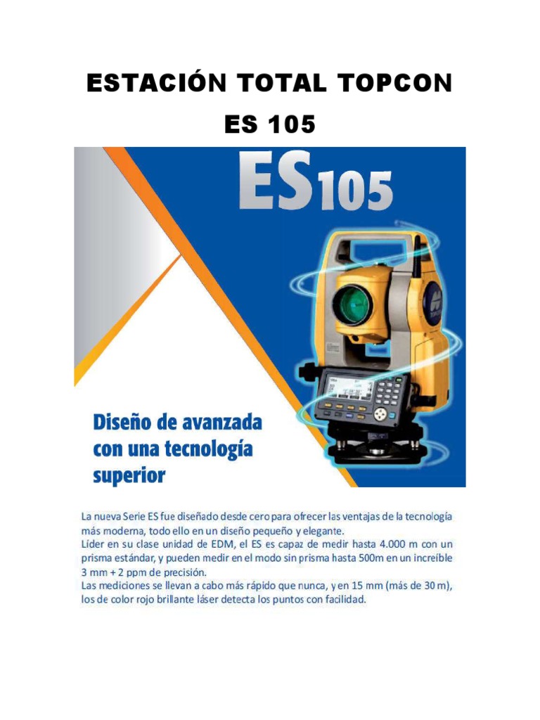 Manejo de Estación Total Topcon ES 105 | PDF