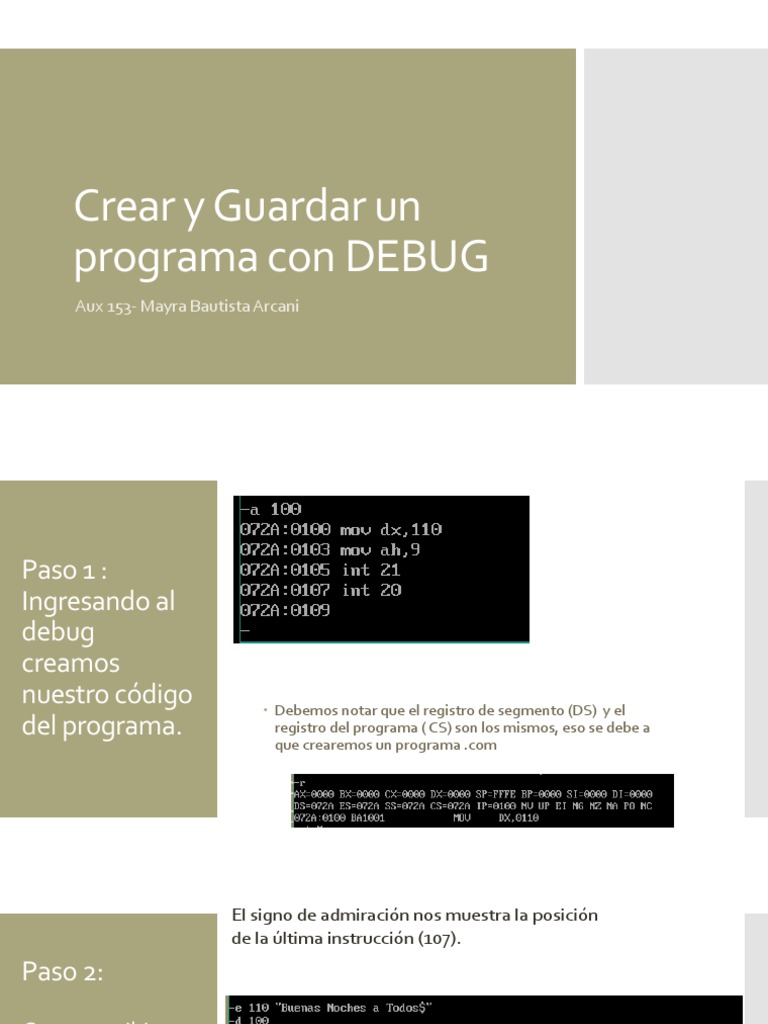 Crear y Guardar Un Programa Con DEBUG | PDF | Desarrollo de software | Equipo de oficina
