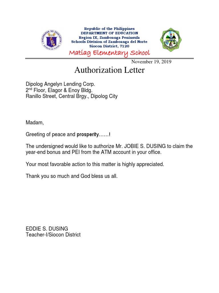 Authorization Letter | PDF