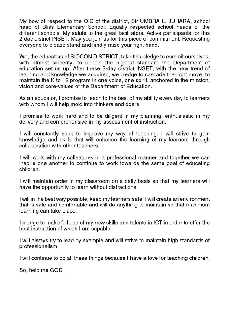 Pledge of Commitment | PDF