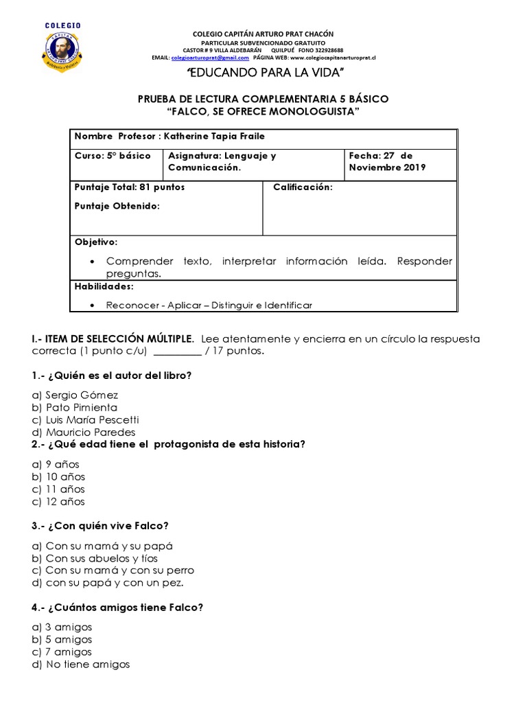 Prueba Libro Falco | PDF