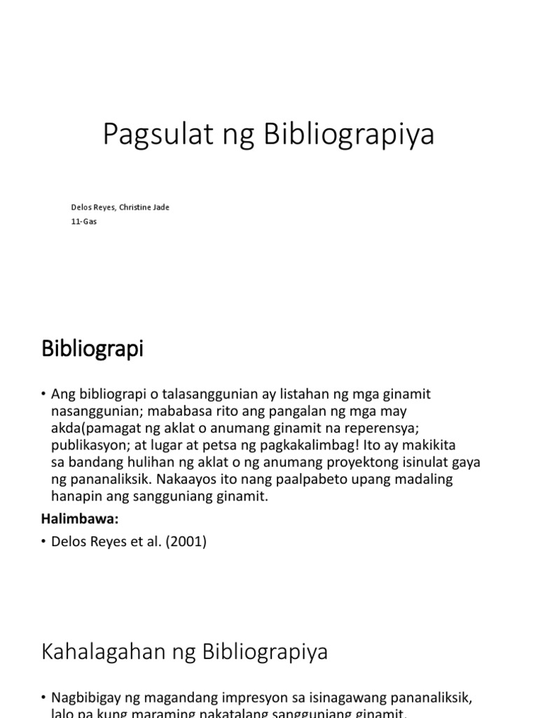 Pagsulat NG Bibliograpiya - Delosreyes | PDF