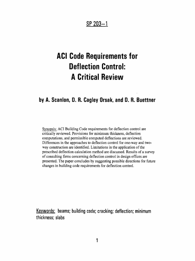 ACI Code Requirements For Deflection Control - A Critical Review | PDF ...