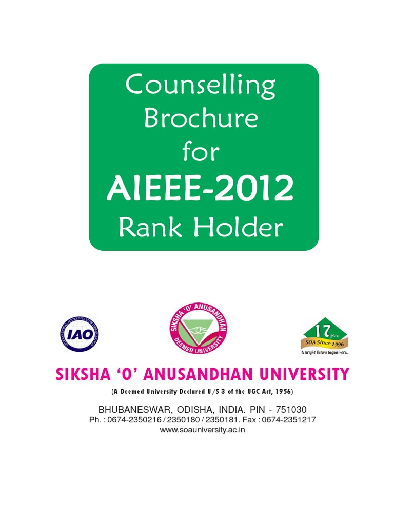 Couselling Brochure Aieee-2012 | PDF | Academia