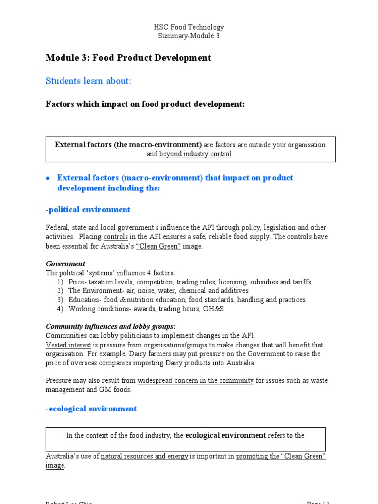 Module 3 - Food Product Development | PDF | Recession | Foods