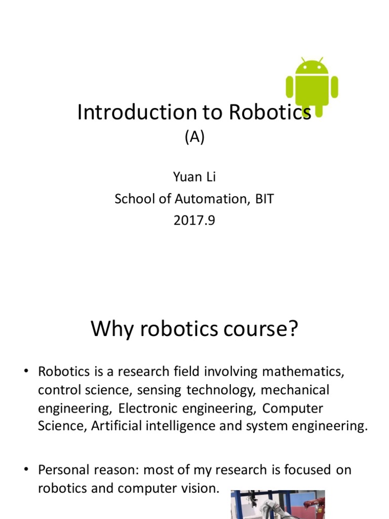 Introduction to Robotics: An Overview of Robot Definition ...
