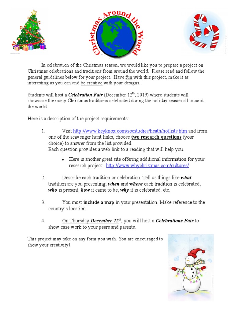 Christmas Traditions Project Outline 2019 | PDF | Communication | Christmas