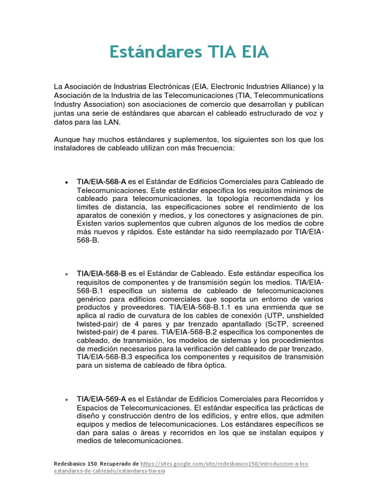 Estándares TIA EIA | PDF | Tecnología de información y comunicaciones | Electrónica
