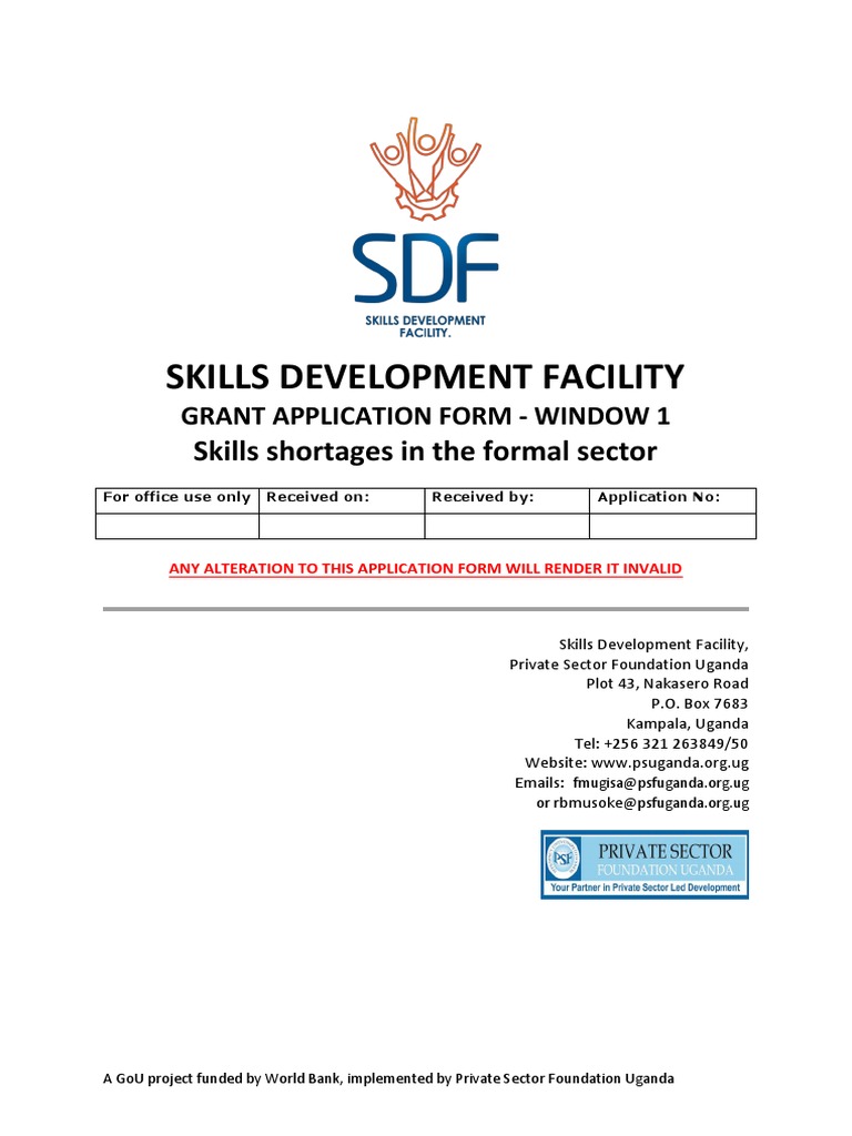 SDF Application Form Window 1 | PDF | Employment | World Bank