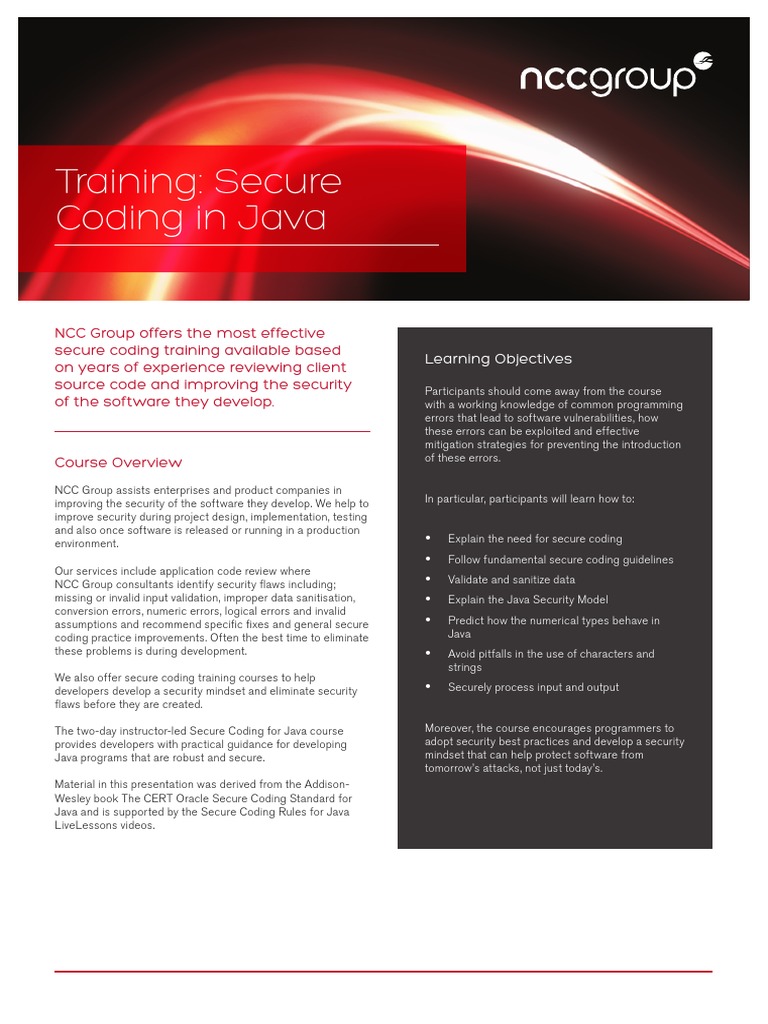 Training Secure Coding In Java Pdf Computer Security Security 5601