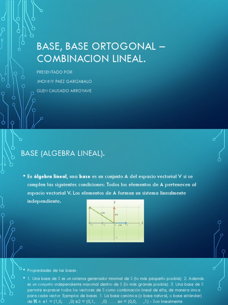 Algebra Lineal Base, Base Ortogonal y Combinacion Lineal | PDF | Base ...