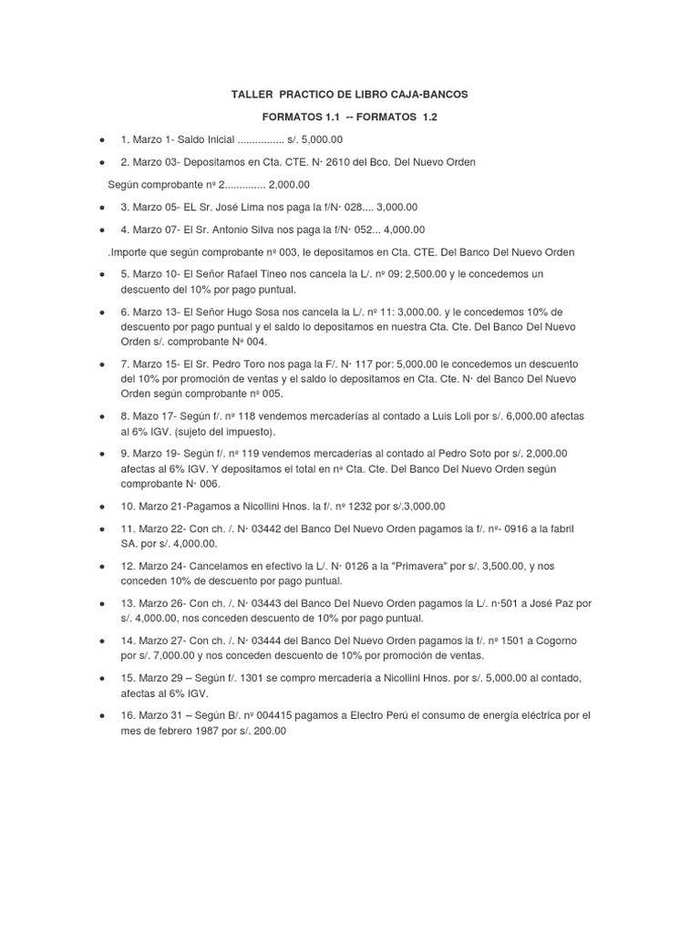 Ejercicio Practico Del Libro Caja Italiana | PDF | Cheque | Bancos