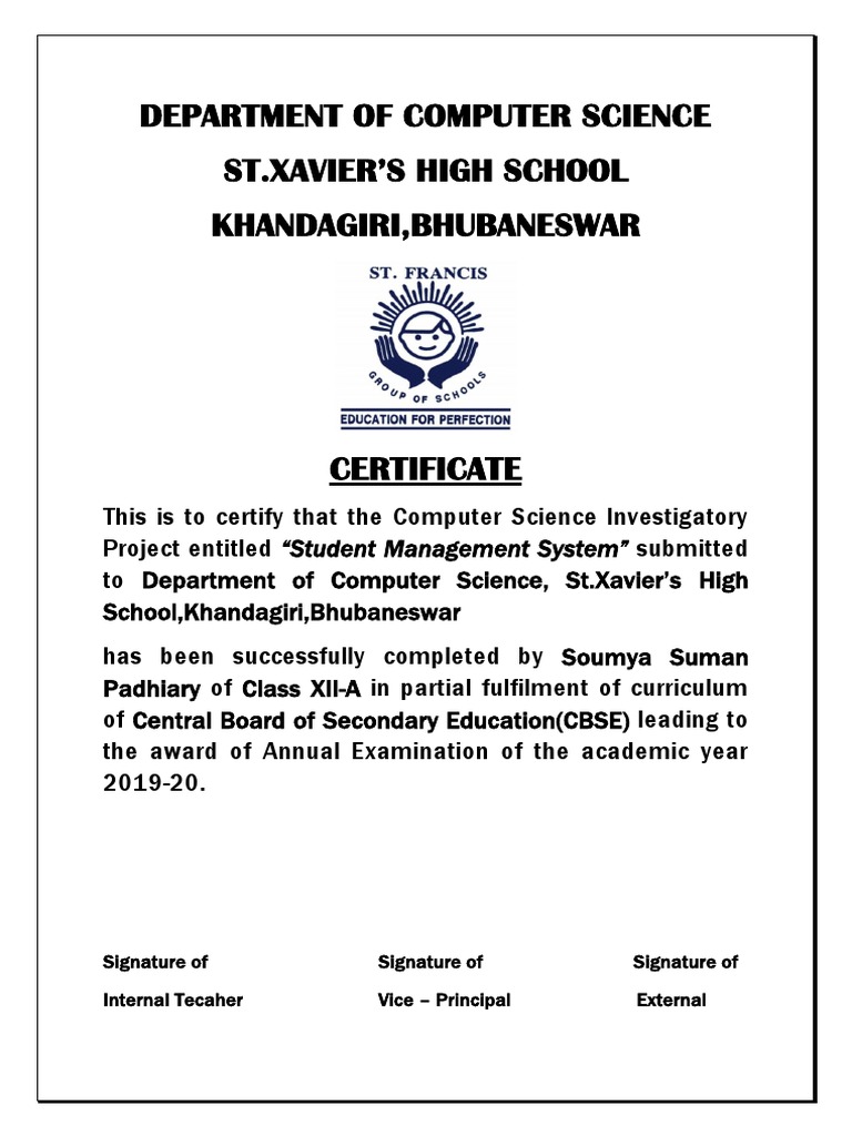 Computer Science Project On Student Management System | PDF ...