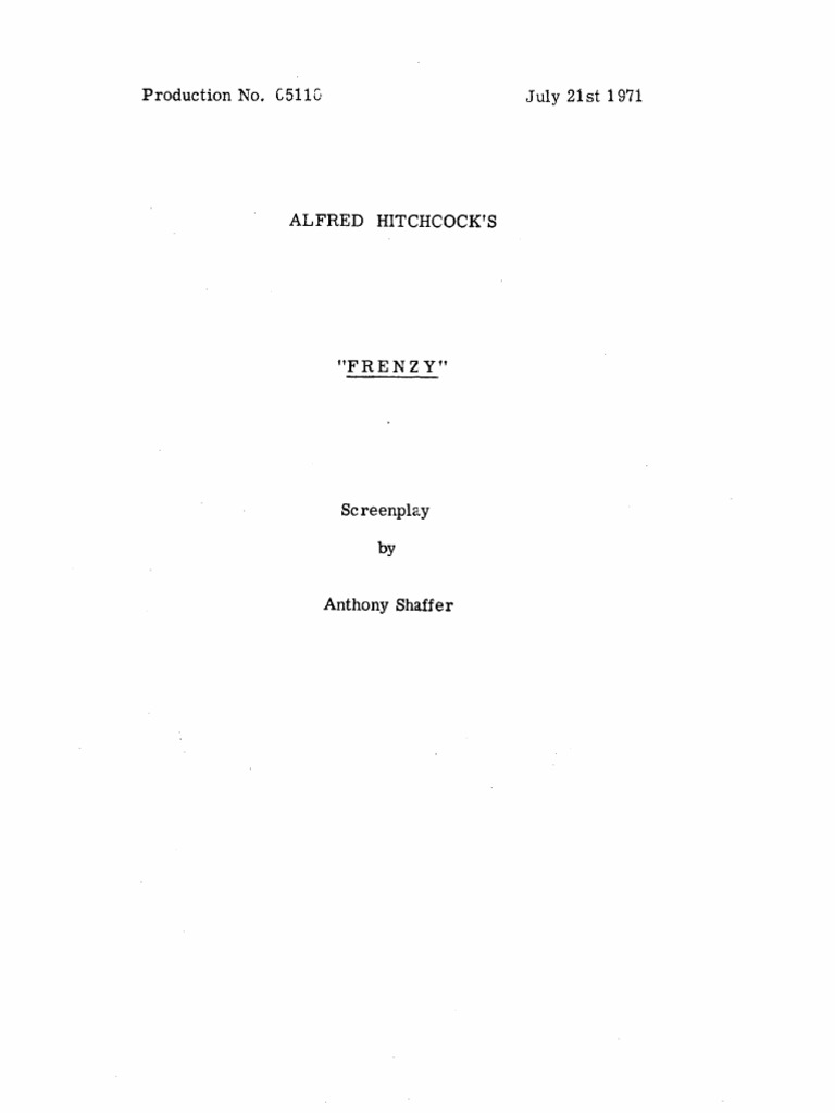 Frenzy, Screenplay | PDF
