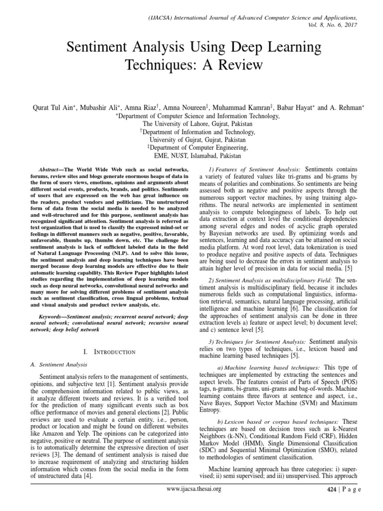 Sentiment Analysis Using Deep Learning Pdf Deep Learning 5330