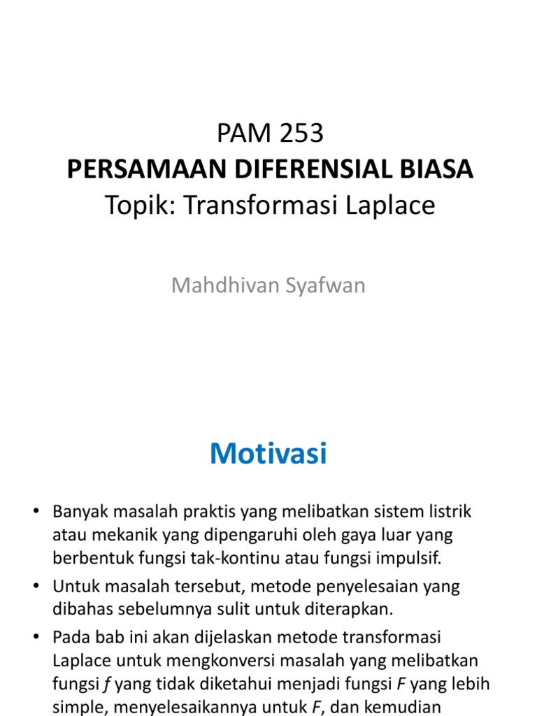 Transformasi Laplace PDF | PDF | Metode & Bahan Ajar | Sains & Matematika
