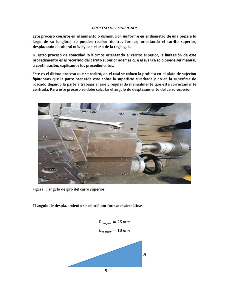 Proceso de Conicidad | PDF | Ingeniería mecánica | Naturaleza