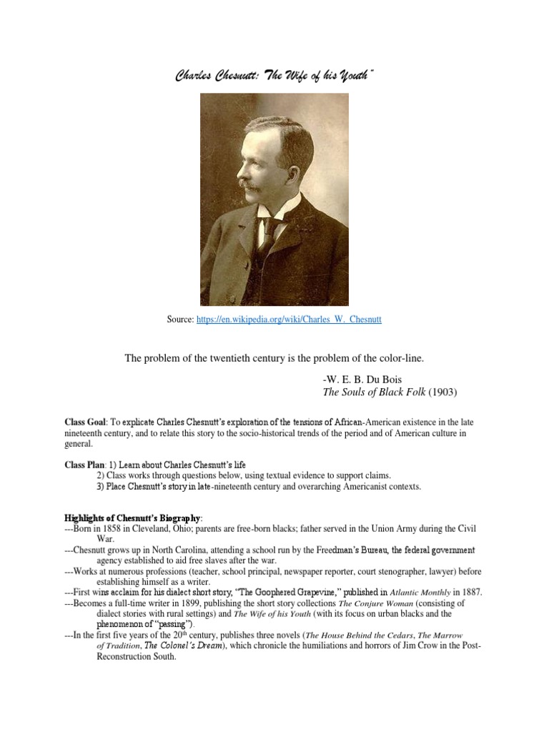 Chesnutt's "The Wife of His Youth" Analysis | PDF | The United States