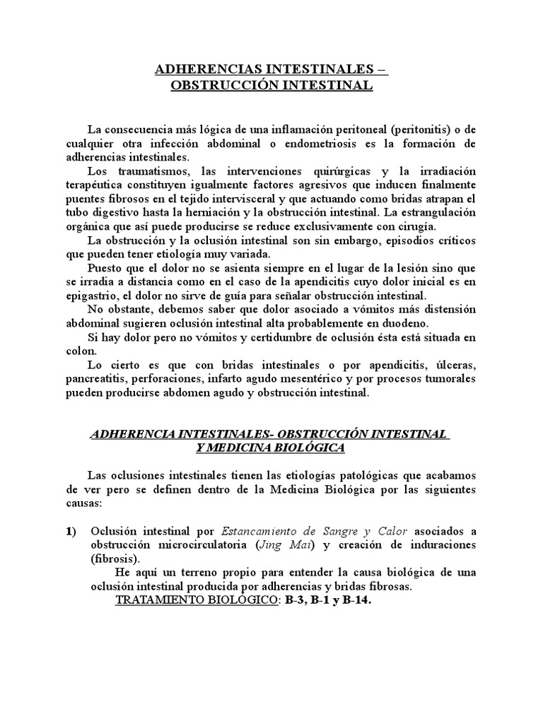 Adherencias Intestinales - Obstrucción Intestinal | PDF ...