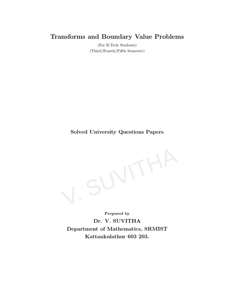 SRM Maths 15MA201 Question Papers | PDF | Sine | Trigonometric Functions