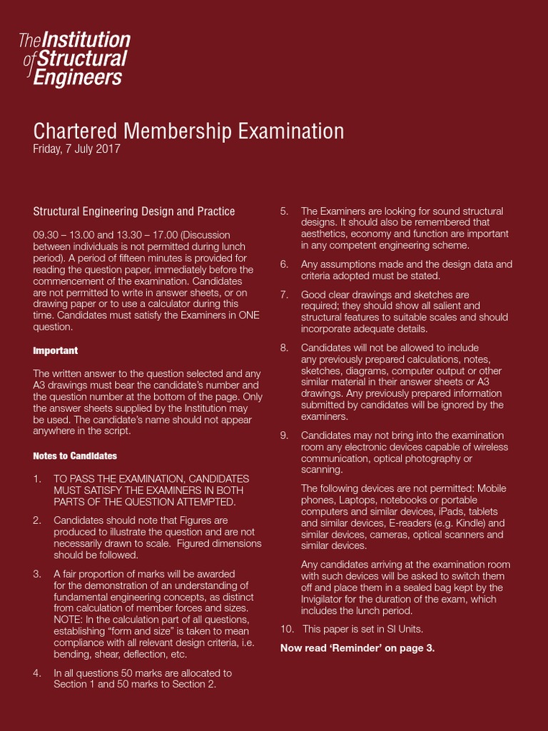 Past Paper IstructE CM Exam | PDF | Track (Rail Transport) | Crane ...