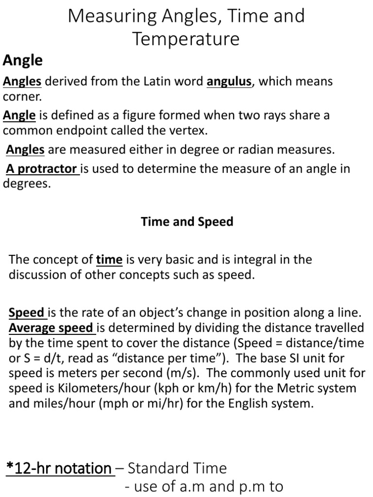 Measuring Angles, Time and Temperature | PDF | Teaching Methods ...