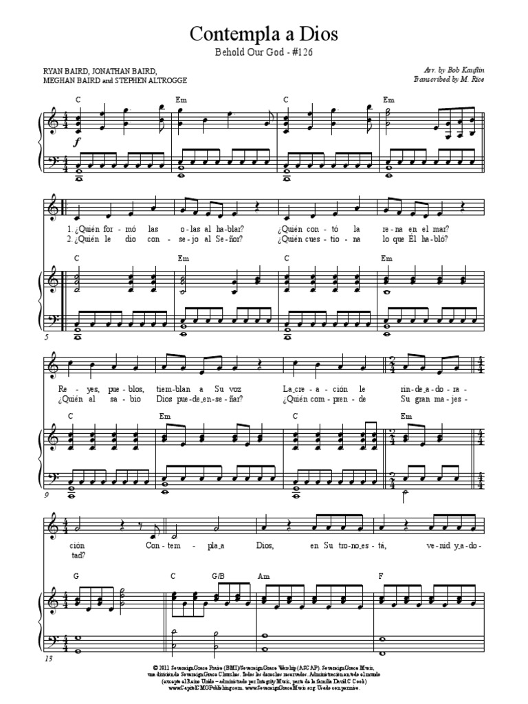 Contempla A Dios BOG B Kauflin Arr M Rice | PDF