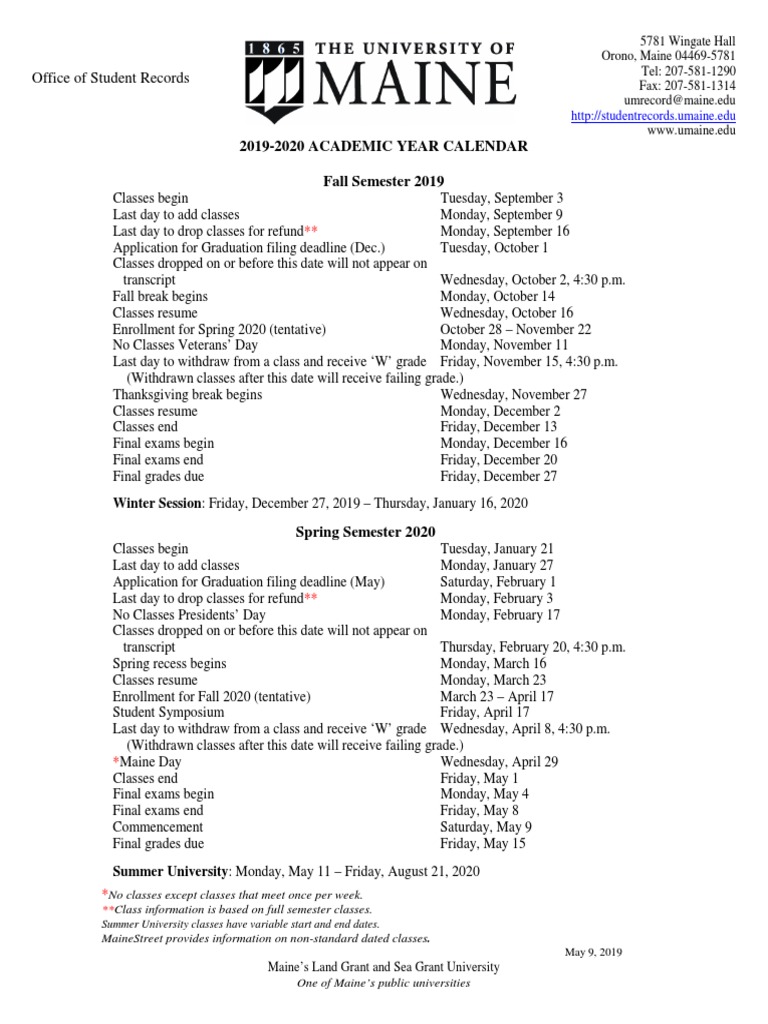 2019 2020 Academic Calendar | PDF | Academic Term | Academia