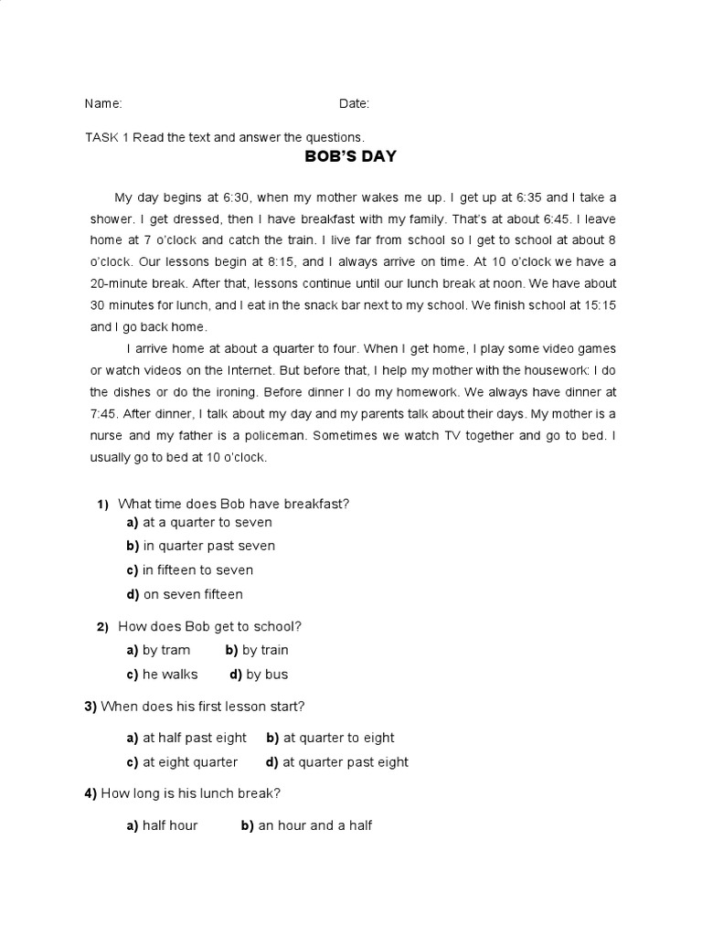 Preliminary English Test For A1-A2 Level Students | PDF