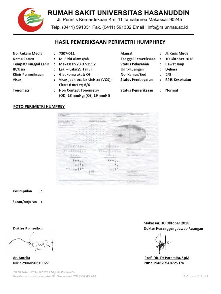 Hasil Evaluasi Pemeriksaan Perimetri | PDF | Kesehatan Holistik | Sains ...