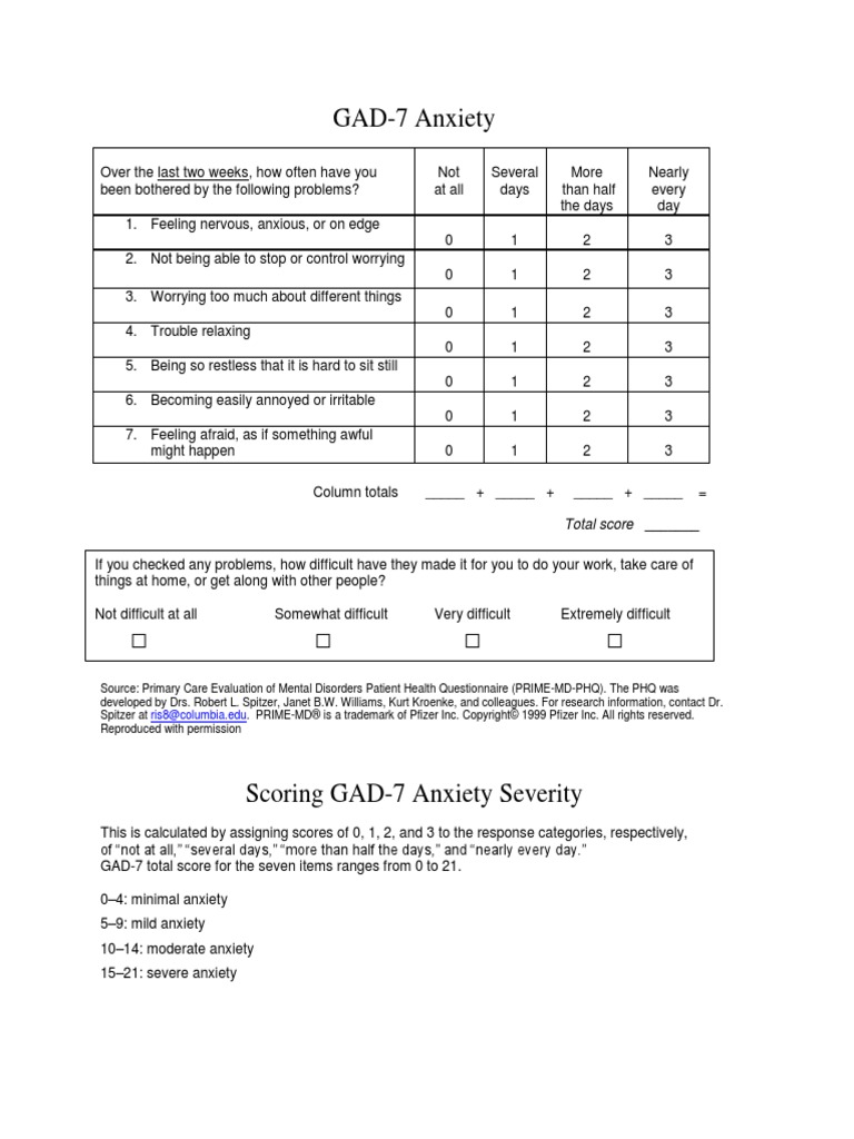 GAD 7 Anxiety Updated 0 | Download Free PDF | Anxiety | Neuroscience