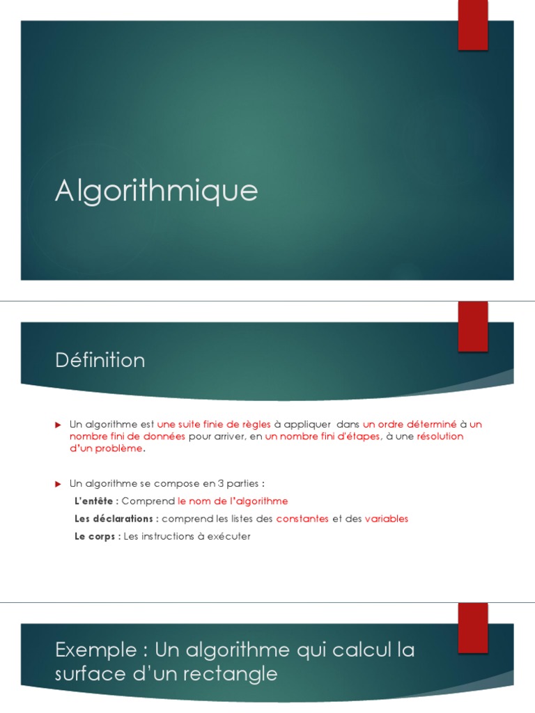 Algorithme | PDF | Structure de contrôle | Variable (informatique)