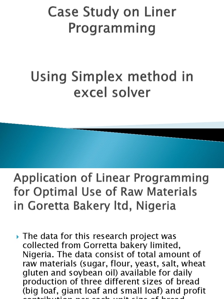 Case Study On Liner Programming | PDF | Flour | Breads