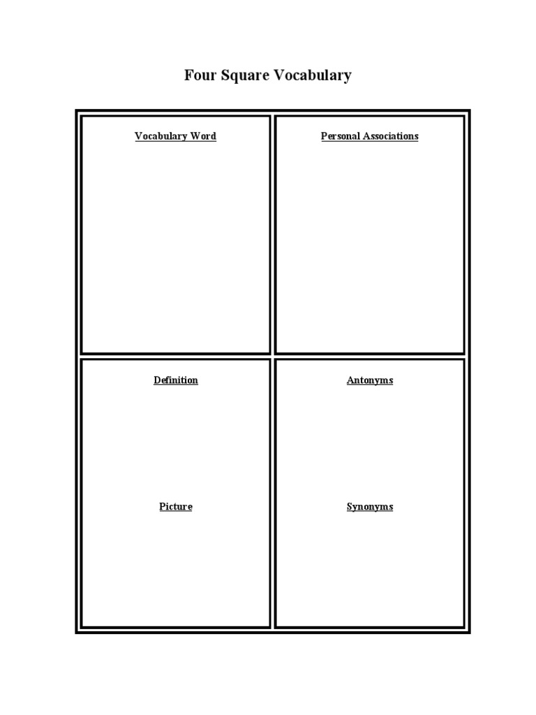 Four Square Vocabulary | PDF