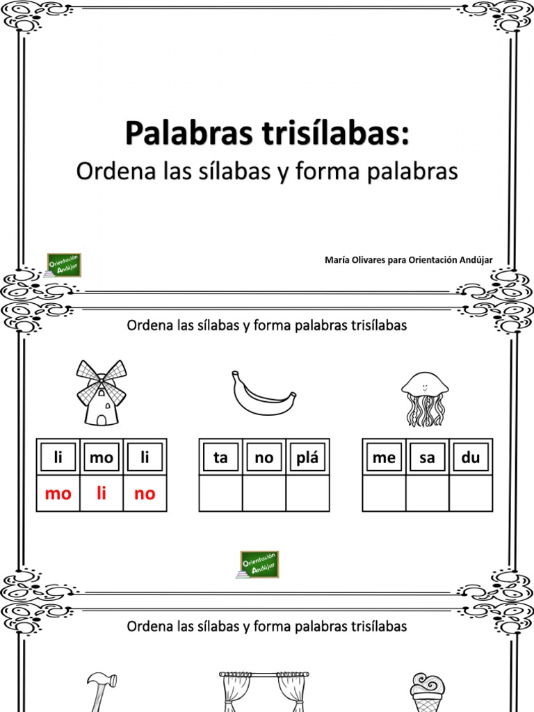 Formar Palabras Trisilabas | PDF