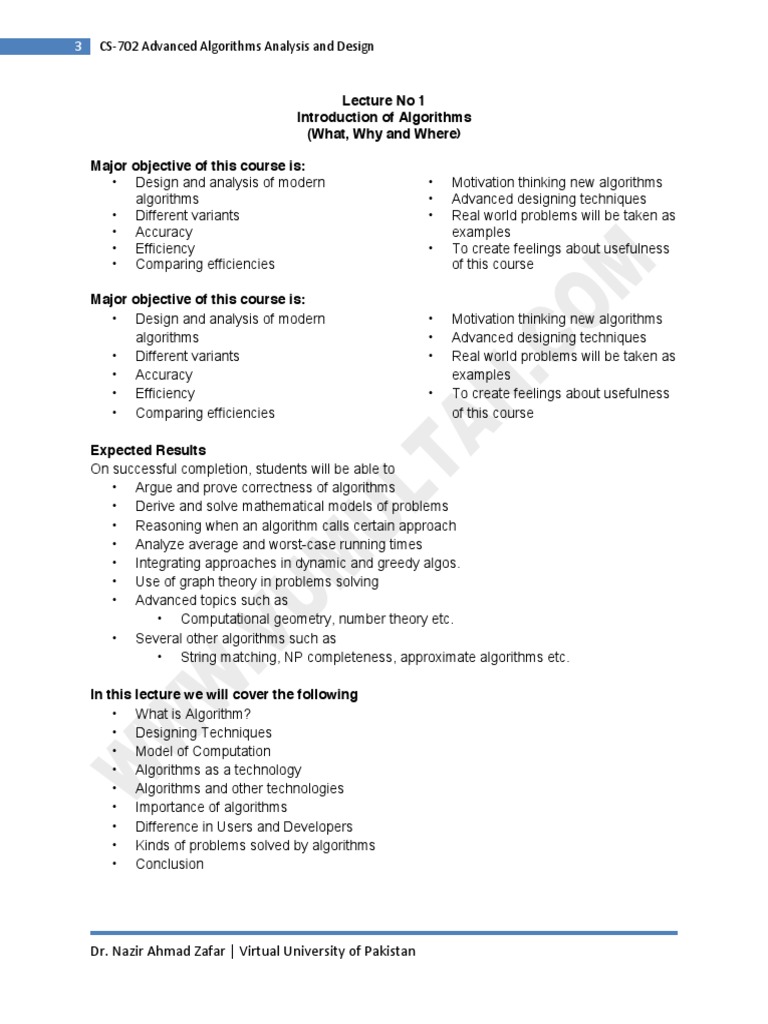 Cs702 Handouts Lecture 1 Pdf Time Complexity Algorithms