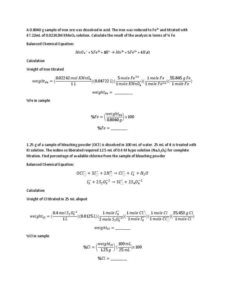 Answer Key | PDF | Titration | Chemistry