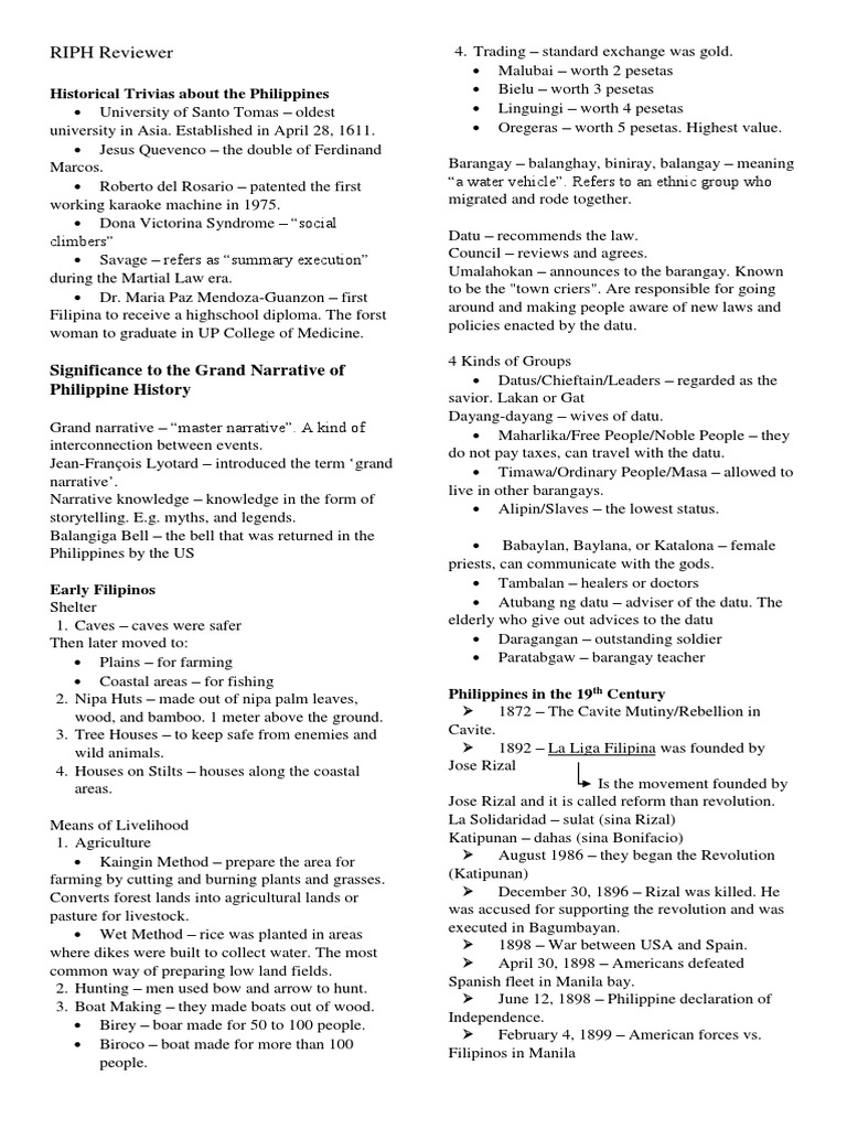 RIPH Reviewer Finals | PDF | Benigno Aquino Iii | Philippines