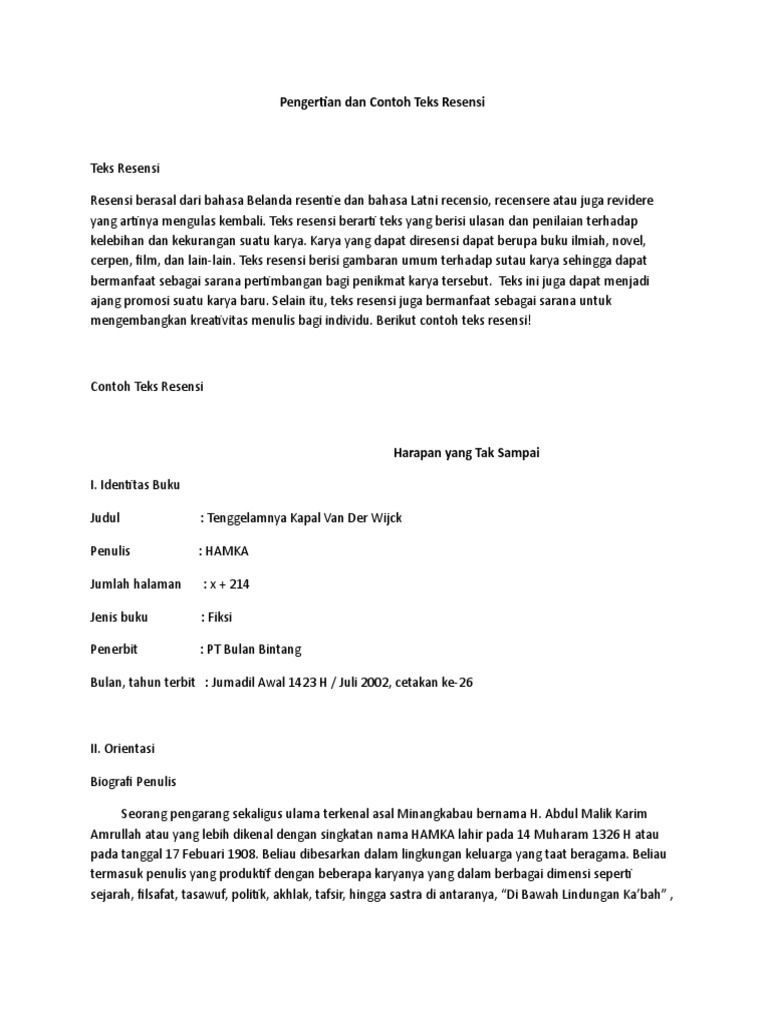 Pengertian Dan Contoh Teks Resensi | PDF